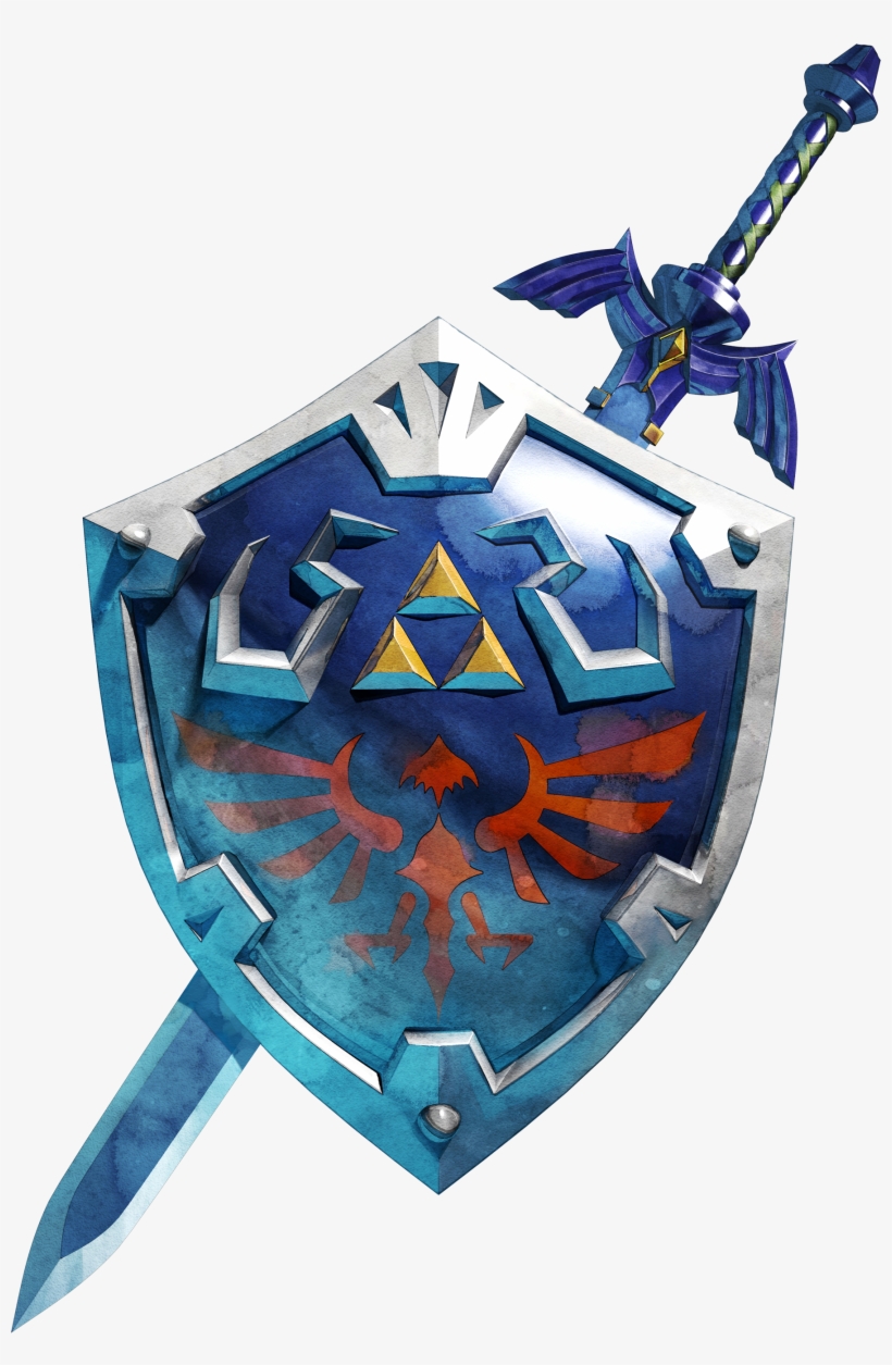 Download Png - Master Sword And Hylian Shield Breath - 1782x2642 PNG ...