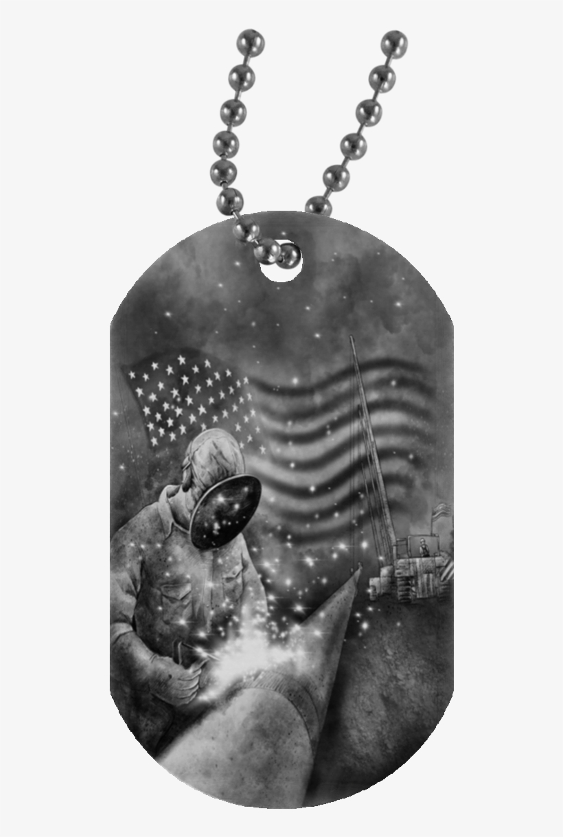 Custom Welder Silver Dog Tag Necklace - Trombone Crest Dog Tag ...