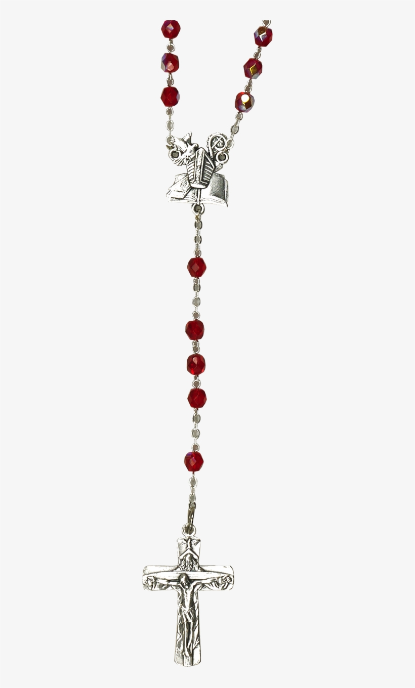 Red Confirmation Rosary With Holy Spirit Center - Confirmation ...