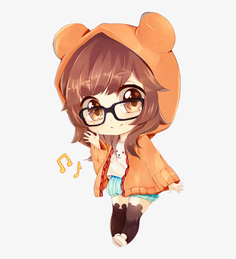 Bamboo Drawing Chibi - Nerd Cute Chibi Girl - 500x830 PNG Download - PNGkit