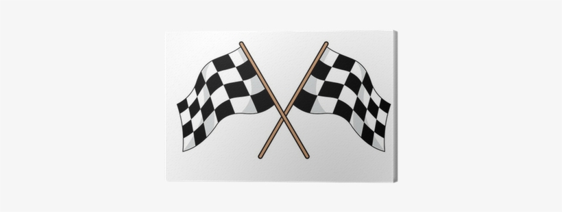 Two Crossed Black And White Checkered Flags Canvas - Dual Checkered ...