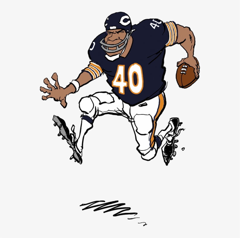 Gale Sayers - Chicago Bears Cartoon - 547x733 PNG Download - PNGkit