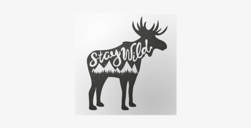 Vector Illustration With Moose Silhouette And Lettering - Illustration ...
