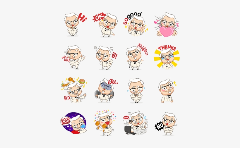 Colonel Sanders Line Sticker - 420x448 PNG Download - PNGkit