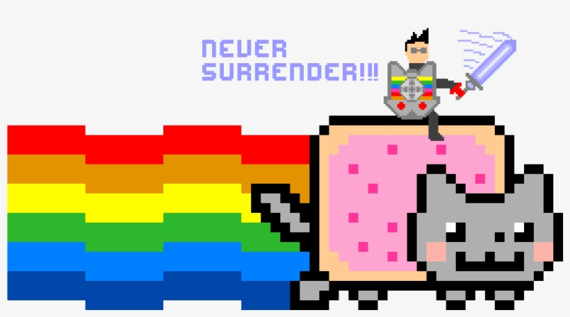 Never Surrender 8-bit Kane And Nyan Cat - Nyan Cat Transparent ...