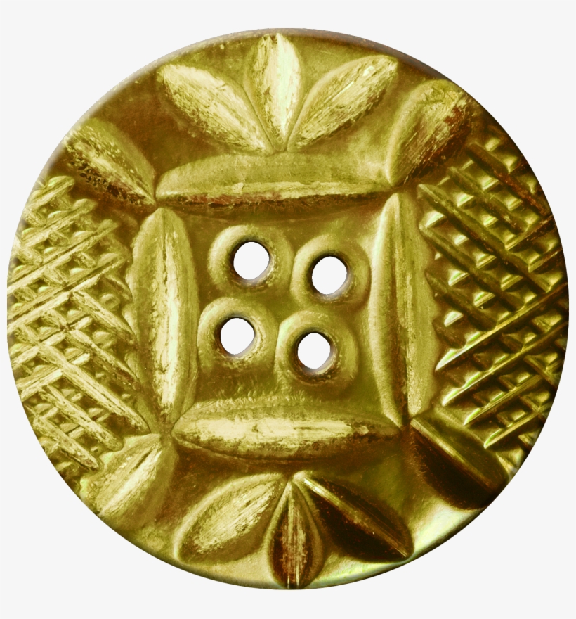 Button With Diamond Mesh And Leaf Pattern, Gold - Button - 800x800 PNG ...