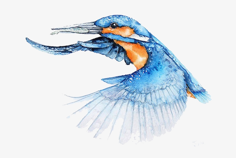 Watercolor Birds Flying