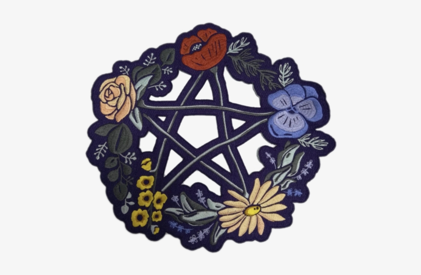Floral Pentagram Back Patch - Pentagram Back Patch - 500x504 PNG Download - PNGkit