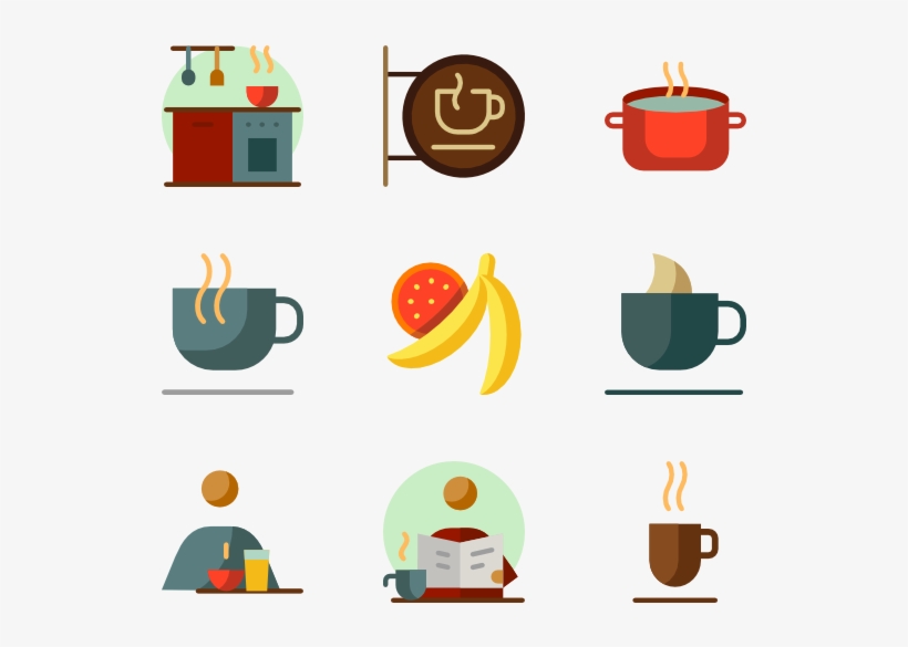 Vector Cafe Breakfast - Breakfast Icons - 600x564 PNG Download - PNGkit