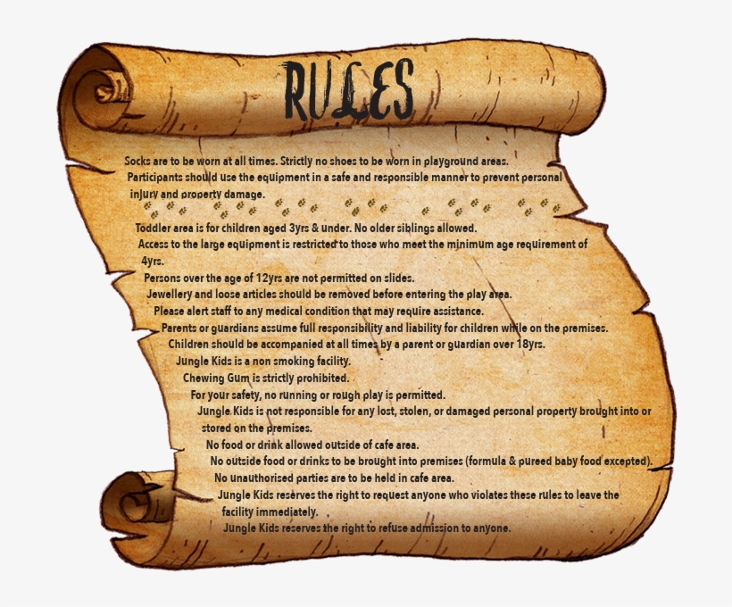 Jungle Kids Rules Png Black And White - Rules On A Scroll - 706x604 PNG ...