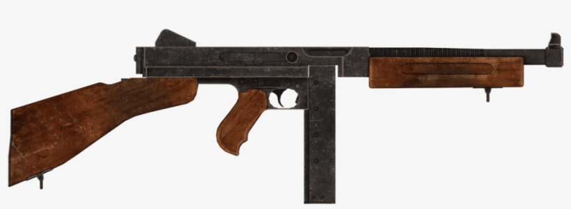 45 Auto Submachine Gun - M1a1 Thompson Side View - 1200x602 PNG ...