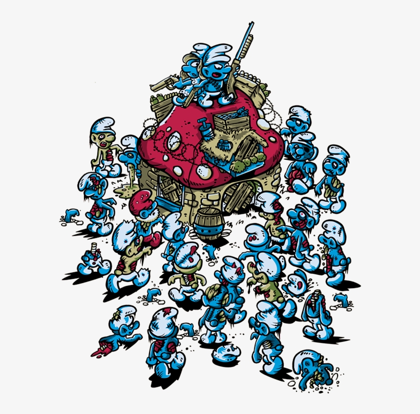 Blue Horde By Teevillain - Camisetas Tv E Desenhos - Walking Dead Smurf ...