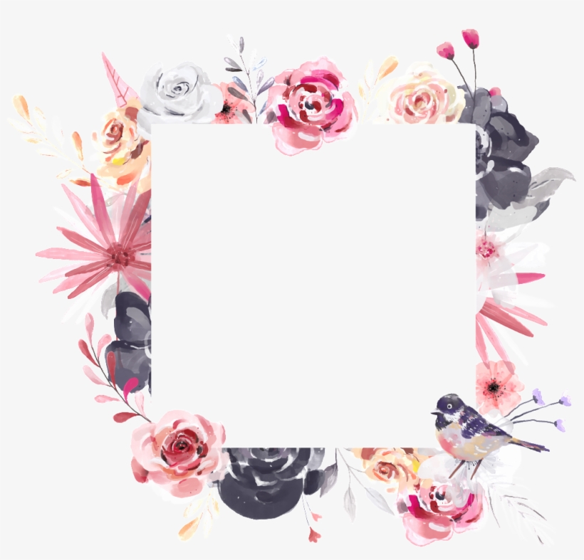 Hand Painted Square Flower Frame Png Transparent - Transparent Square ...