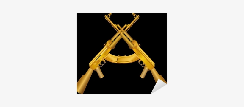 Vector Illustration Of Two Gold Ak47 Sticker • Pixers® - Ak 47 Gold Hd ...