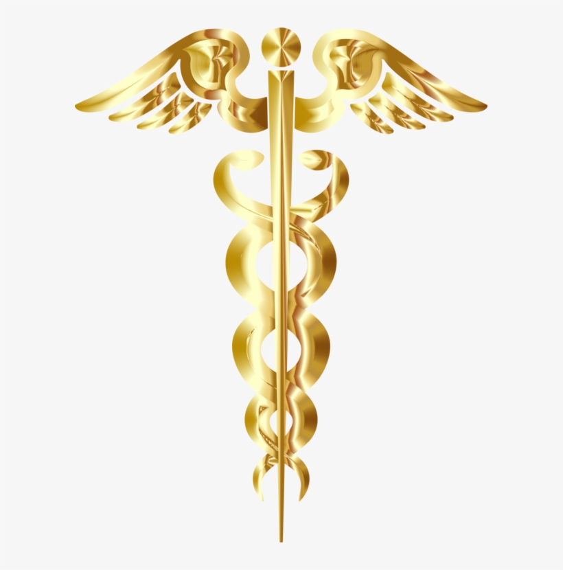 Vector Freeuse Library Caduceus Transparent Gold - Caduceus Gold ...