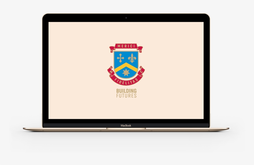 A Macbook With The Merici Logo On Screen - Merici College - 800x510 PNG ...