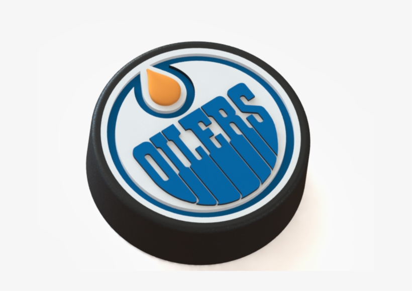 Download Transparent Edmonton Oilers Logo On Ice Hockey Puck 3d Print ...