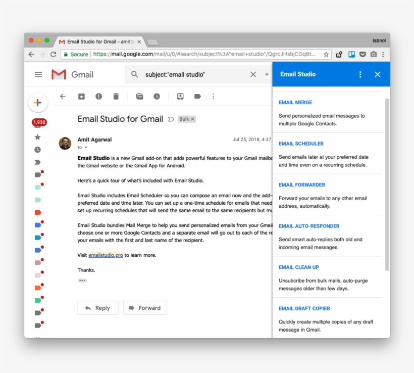 Email Studio For Gmail - Email Studio Gmail - 1045x890 PNG Download ...