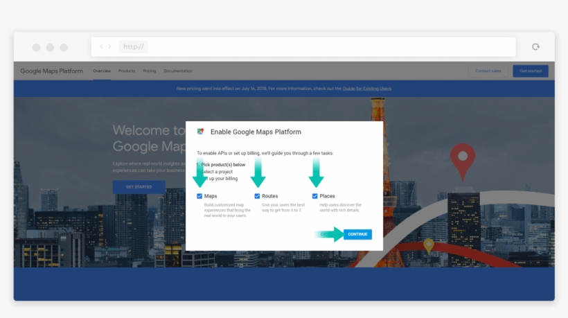 Select All Map Options In The Enable Google Map Platform - Google Maps ...