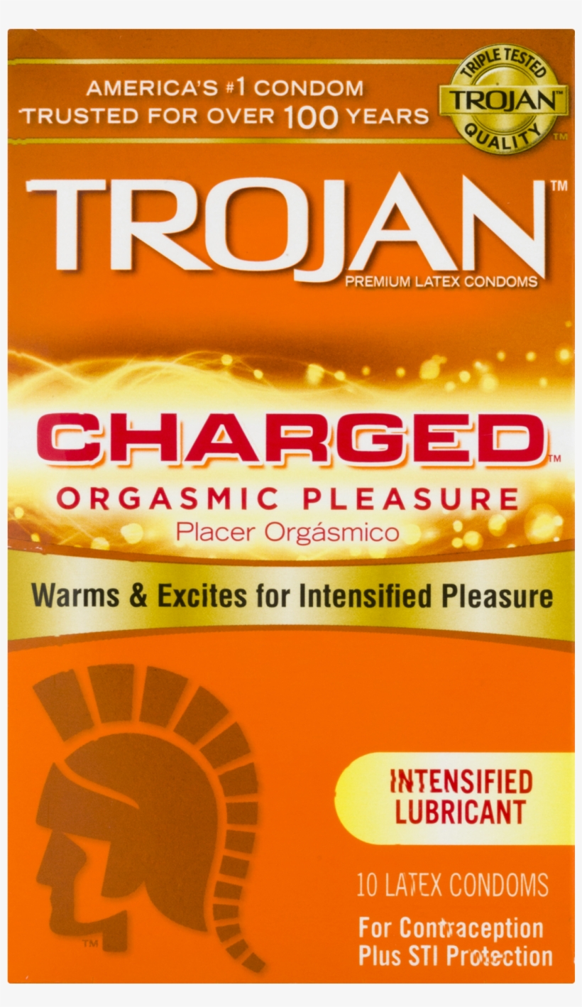Trojan Charged Orgasmic Pleasure Lubricated Latex Condoms - Spermicide ...