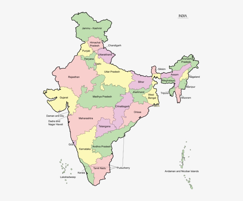 India Map En - High Resolution India Map - 529x599 PNG Download - PNGkit