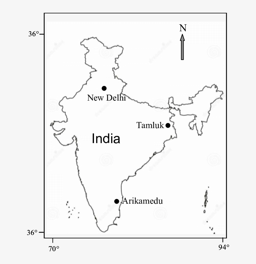 Map Of India Showing Position Of Tamluk And Arikamedu - Map - 691x780 ...