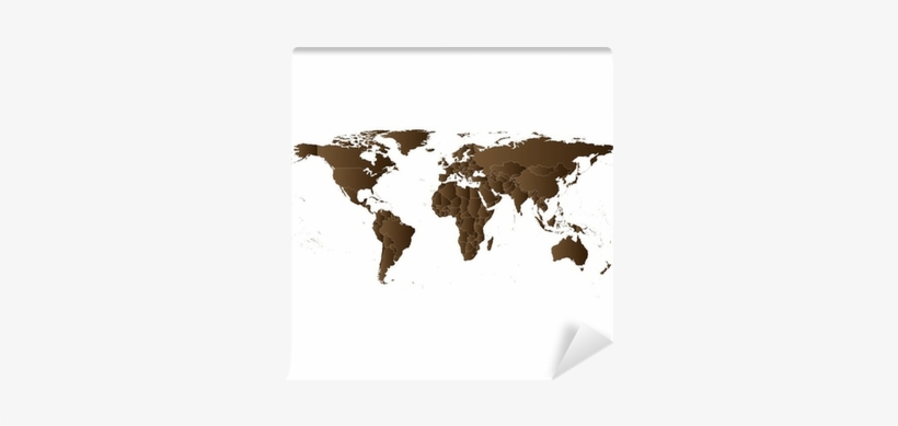 Brown Political World Map Vector Wall Mural • Pixers® - World Map ...