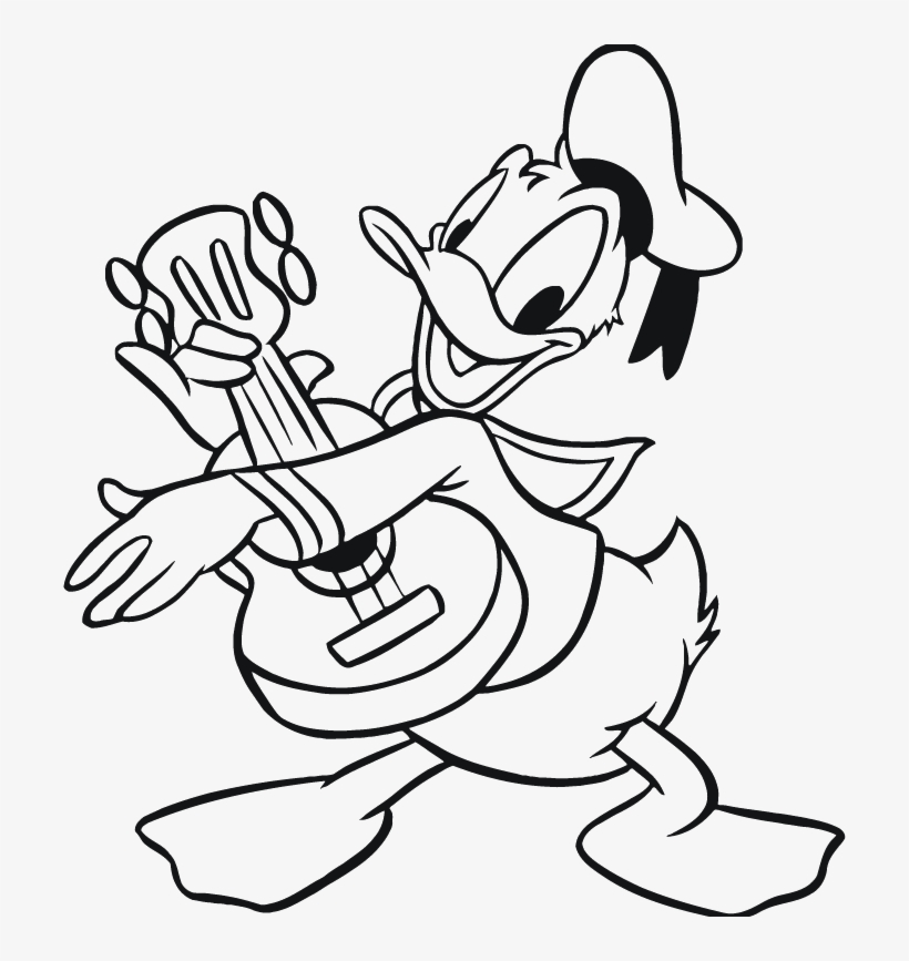 Donald Duck Playing Guitar - Donald Duck Coloring Book - 706x787 PNG ...
