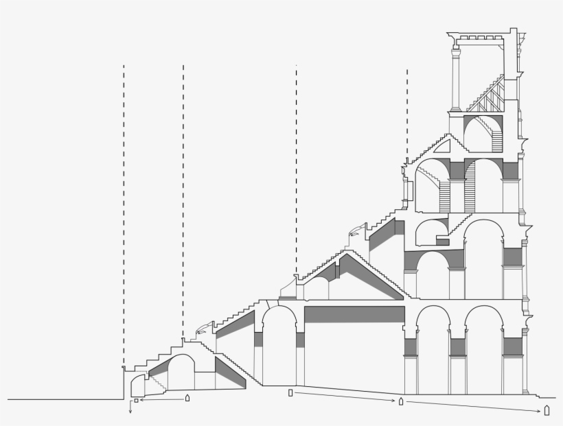 Colosseum Profile Plain - Cross Section Of The Colosseum - 1500x1107 ...