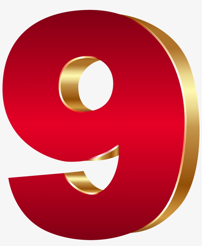 3d Number Nine Red Gold Png Clip Art Imageu200b Gallery - 6838x8000 PNG ...