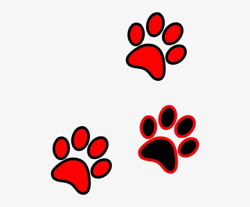 Red Paw Print Png Picture Freeuse - Red And Black Paw Print - 486x599 ...
