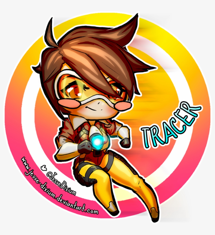 Tracer [overwatch Fan Art] By Jesse Dixium - Cartoon - 894x894 PNG Download - PNGkit