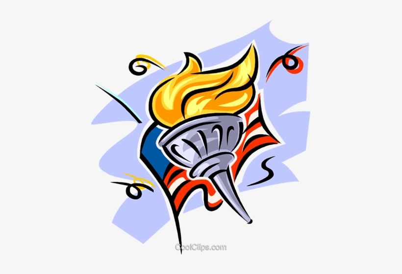 American Flag And Olympic Torch Royalty Free Vector - Olympics Clipart ...