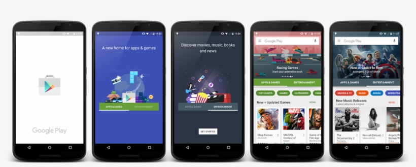 Google Play Store New Design - Play Store Redesign - 958x338 PNG ...