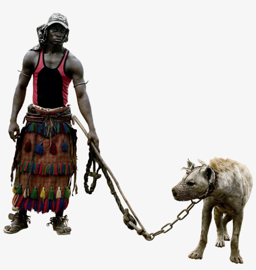 Download Transparent Animal & Personan African Man Leading A Hyena ...