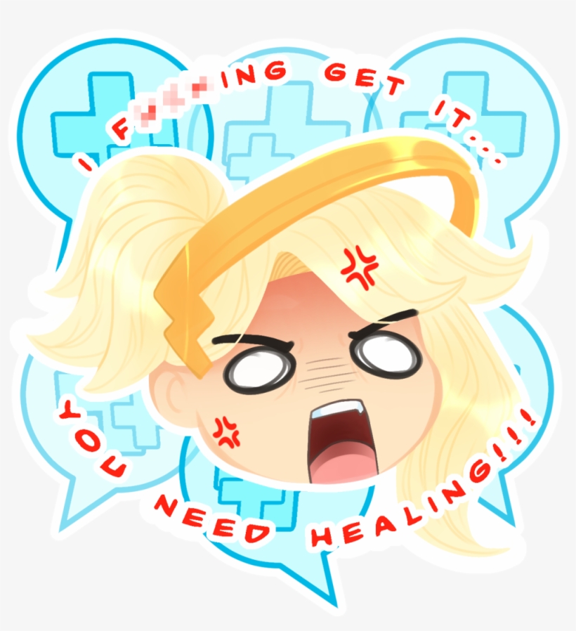 [ Overwatch ] Angry Mercy Sticker • Heckin Bear's Heckin - Cartoon ...