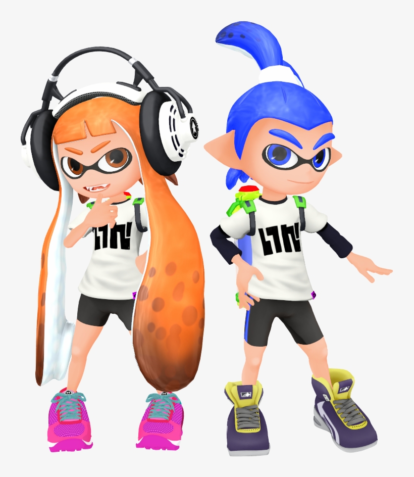 Squid Girl & Squid Boy ガール & ボーイ Model © き - Splatoon - 776x900 PNG ...