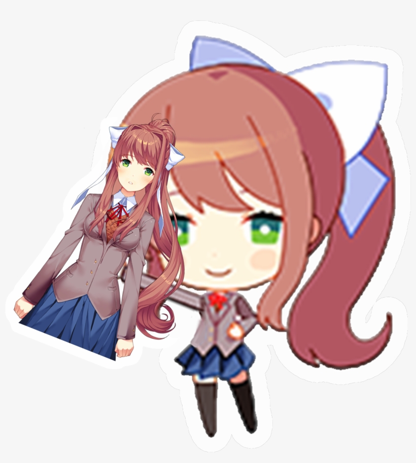 Chibi Monika Presents Regular Monika - 1833x1953 PNG Download - PNGkit