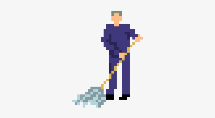 Janitor - Pixel Art - 350x520 PNG Download - PNGkit
