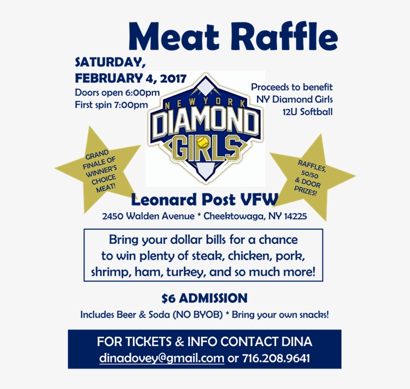 Wny Diamond Girls Meat Raffle 12u - Poster - 617x750 PNG Download - PNGkit