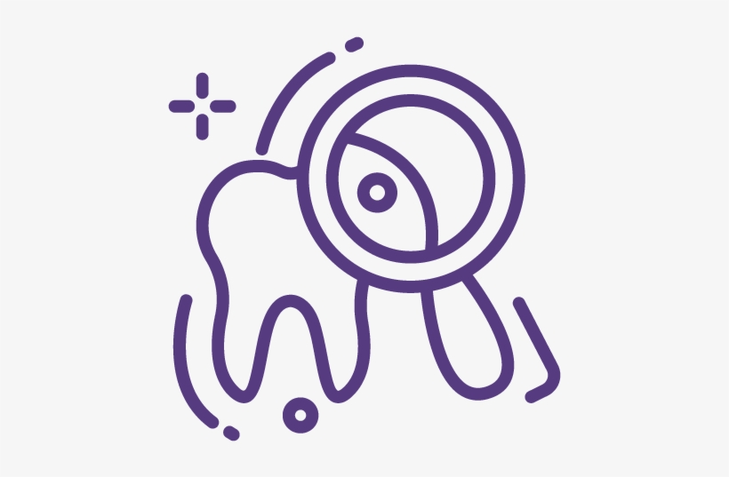 Purple Line Icon Of A Tooth Getting A Close Up Examination - Tooth ...