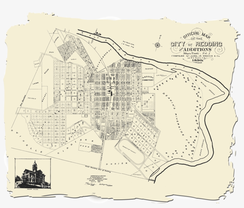 Old Map Of City Of Redding From - Map - 3684x2980 PNG Download - PNGkit