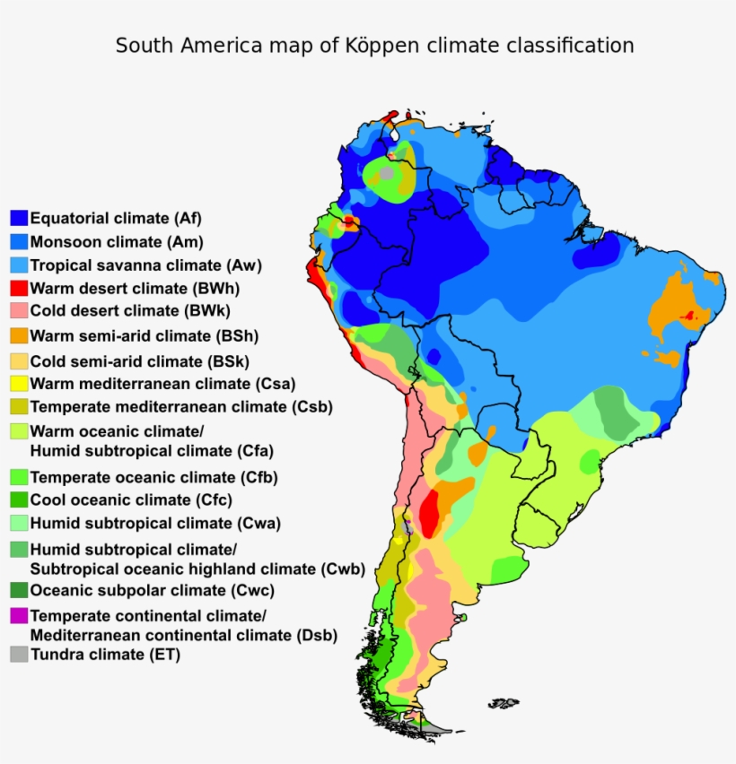 South America Map Of Köppen Climate Classification - Koppen Climate ...
