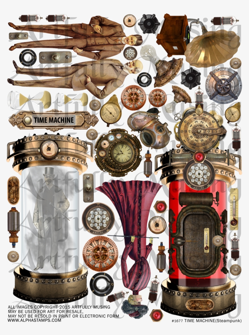 Steamtown & Time Machine Shadowbox Made From A Cigar - Steampunk Time ...