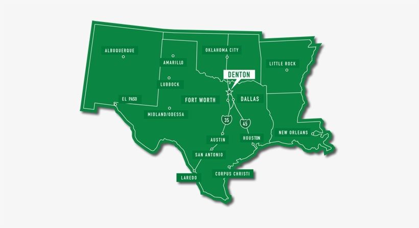 Map Of Unt Denton In Relation To Dfw Area - Unt On Texas Map - 507x366 ...