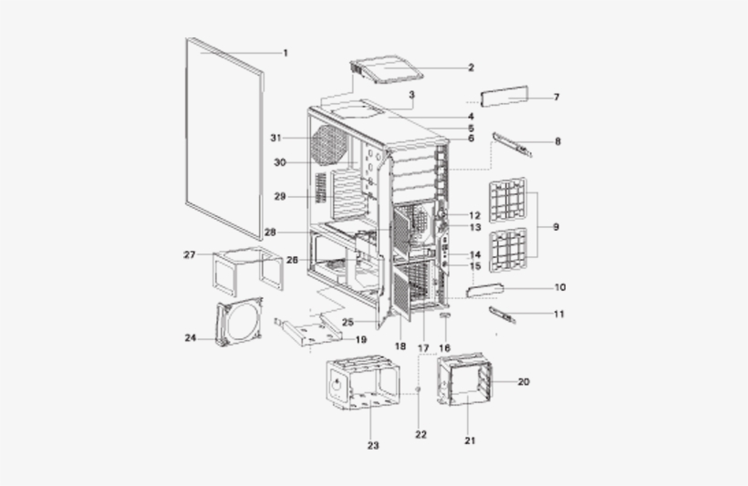 Picture Library Stock Antec P B Performance One Atx - Exploded View ...