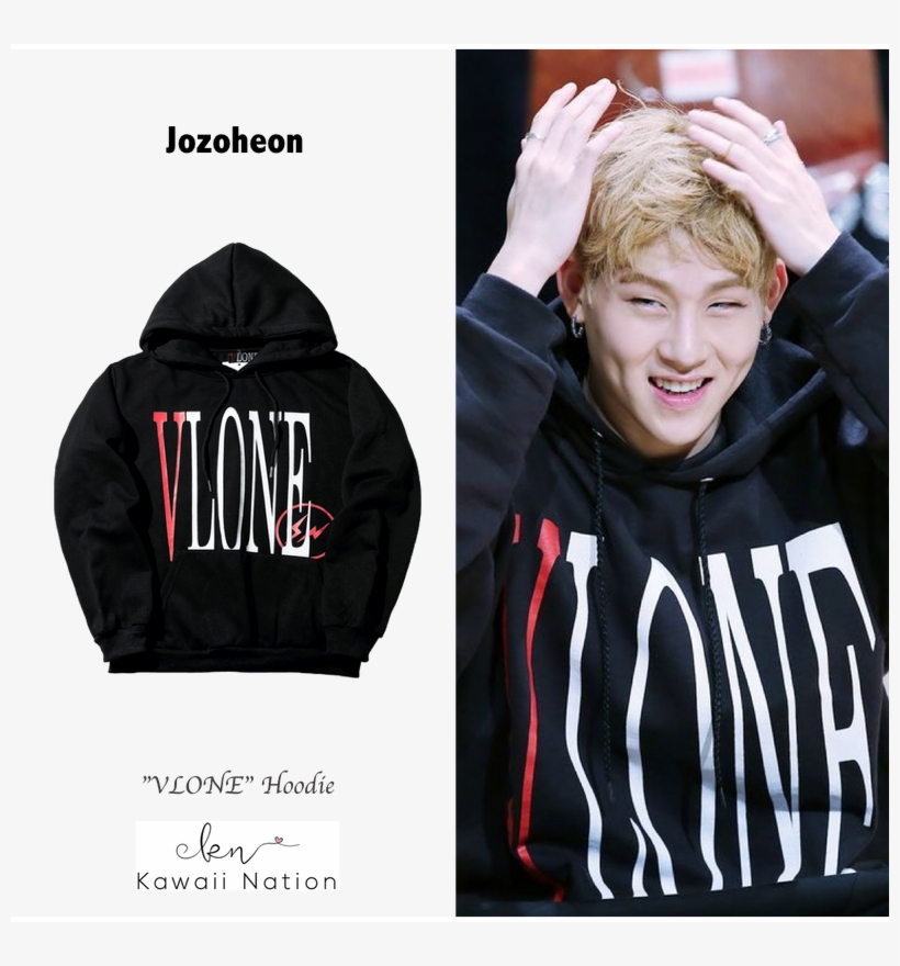 "vlone" Hoodie - Kpop Monsta X Hoodie Print Letter Cotton Cap ...