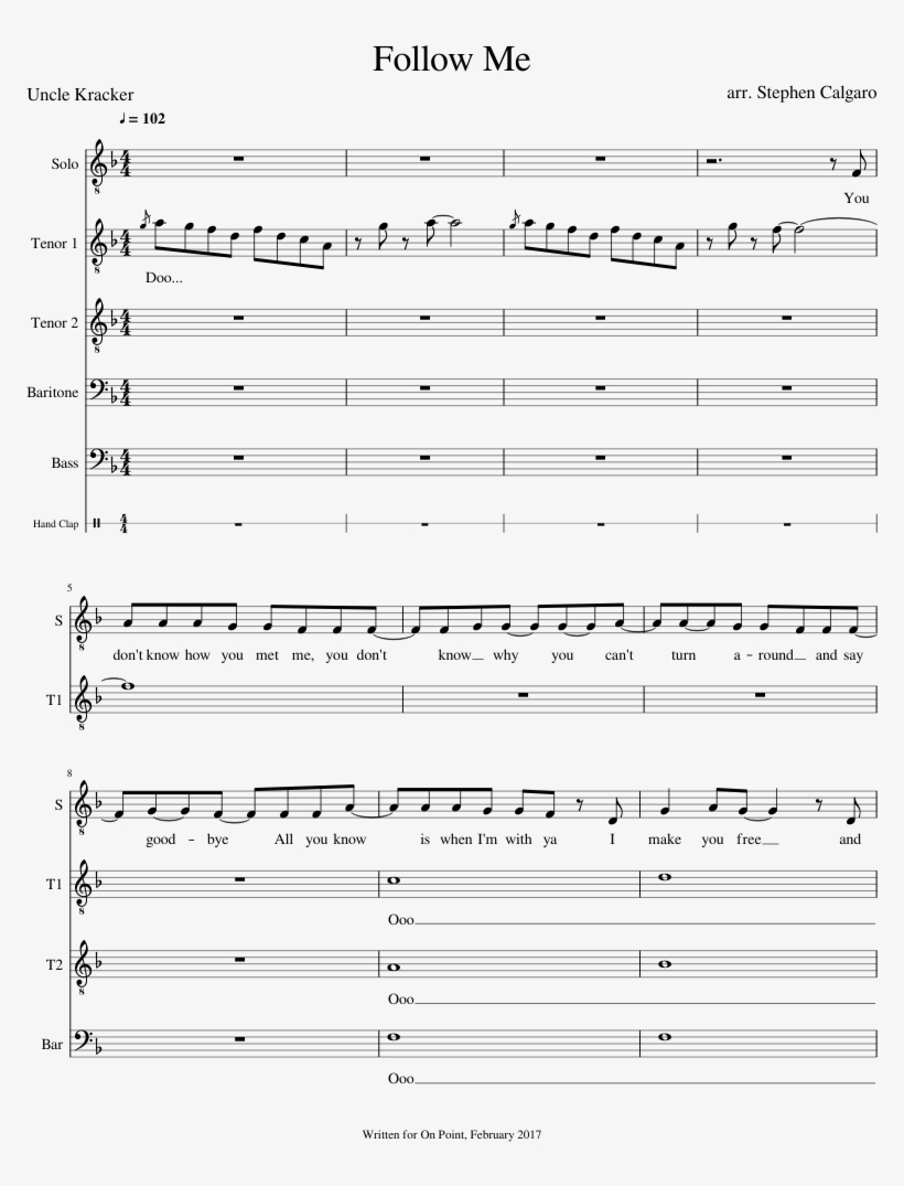 Follow Me Sheet Music Composed By Arr - Music - 850x1100 PNG Download ...