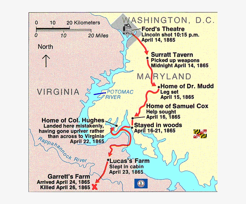 Booth Escape Route - John Wilkes Booth Escape Route - 630x599 PNG ...