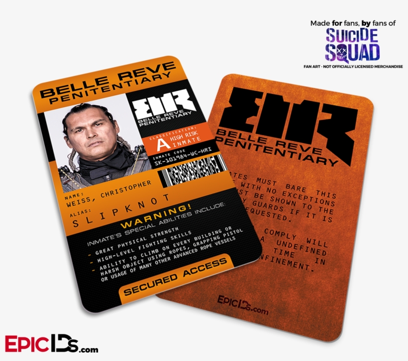 Belle Reve Penitentiary 'suicide Squad' Inmate Id Card - Suicide Squad ...